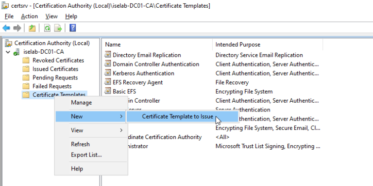 ADCS Cert Templates for ISE Lab – Daniels Networking Blog