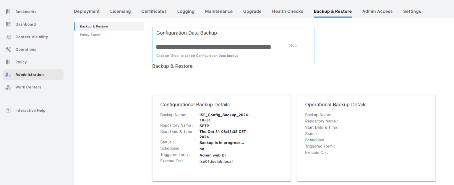Backup And Restore Of Ise Lab Server Daniels Networking Blog