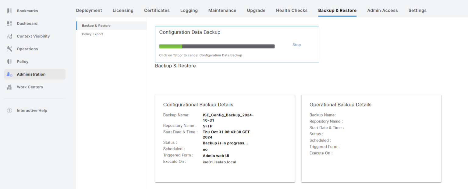 Backup And Restore Of Ise Lab Server Daniels Networking Blog